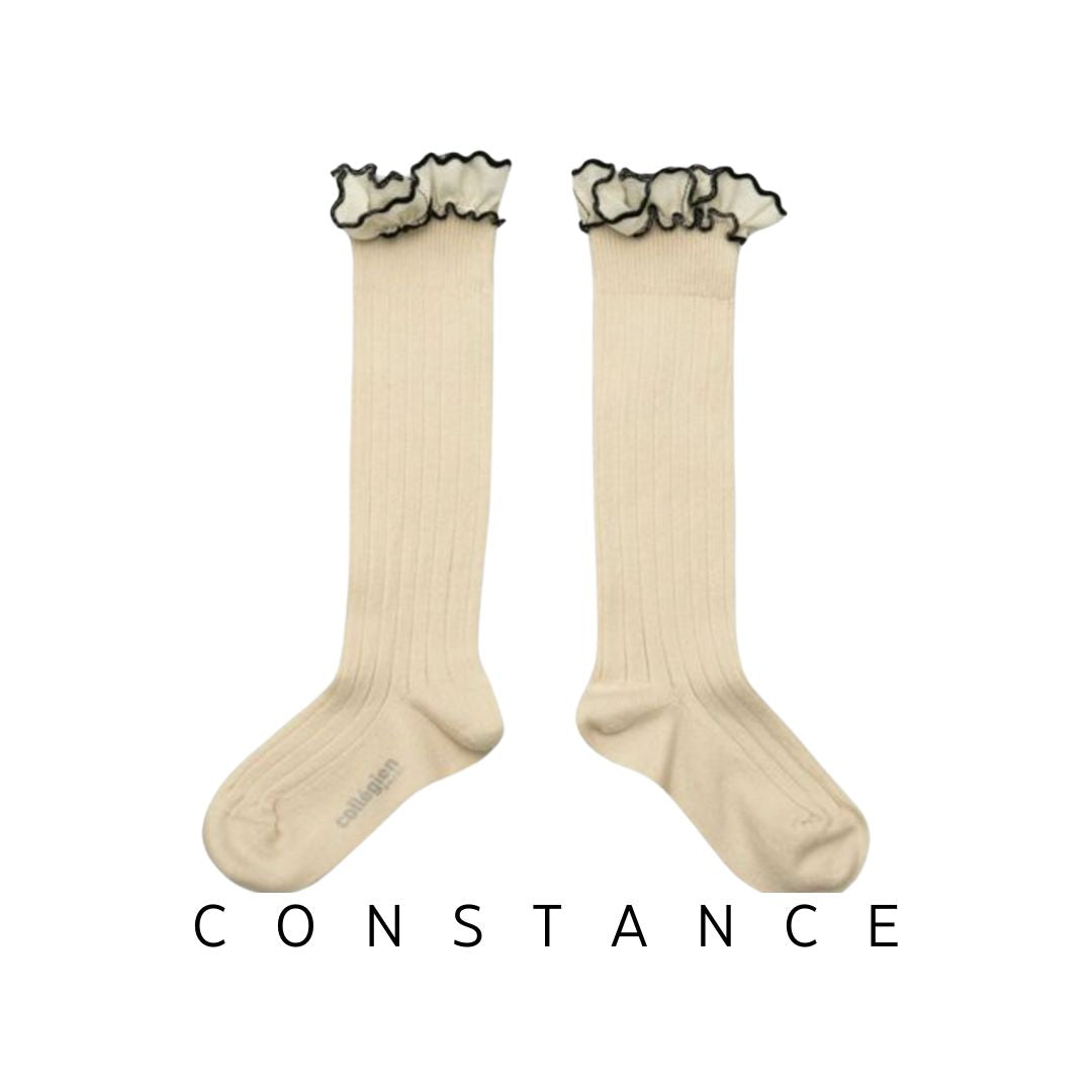 Collegien | Constance - Ribbed Knee Socks with Ruffle (Sweet Lamb ...