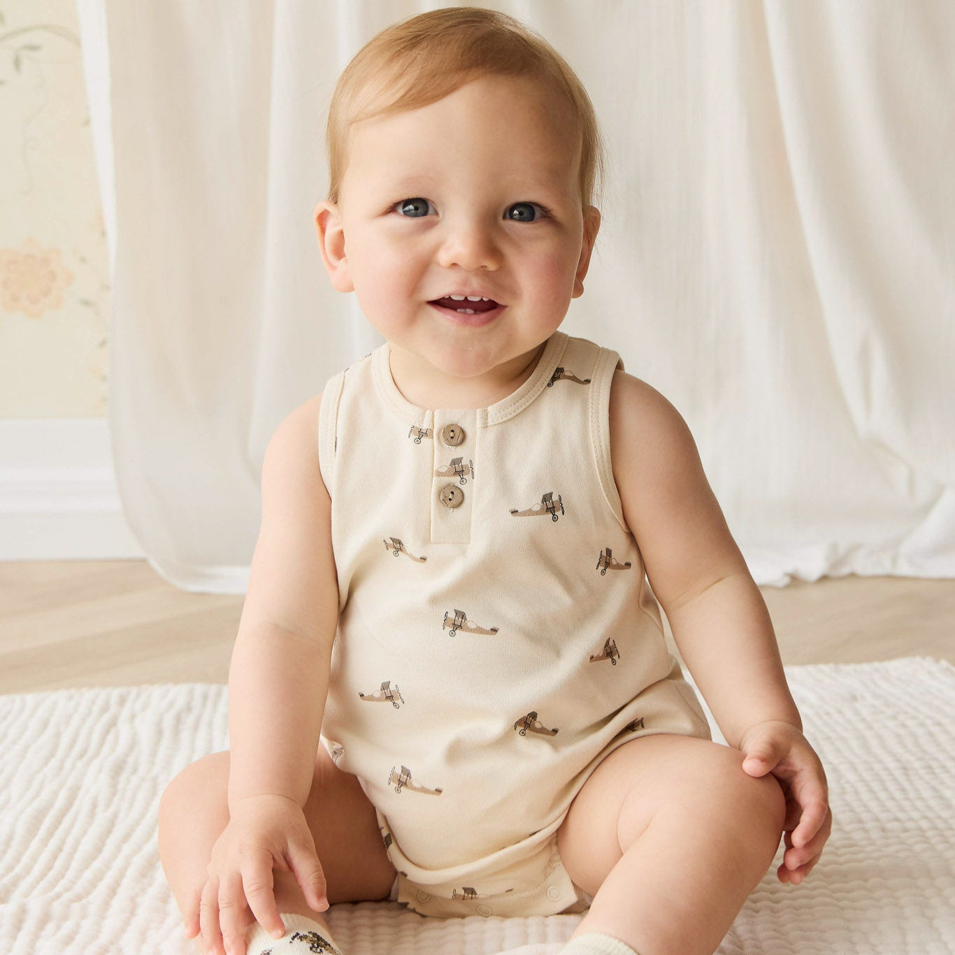 Jamie Kay - Pima Cotton Archie Playsuit (Fly High Vanilla Cream ...